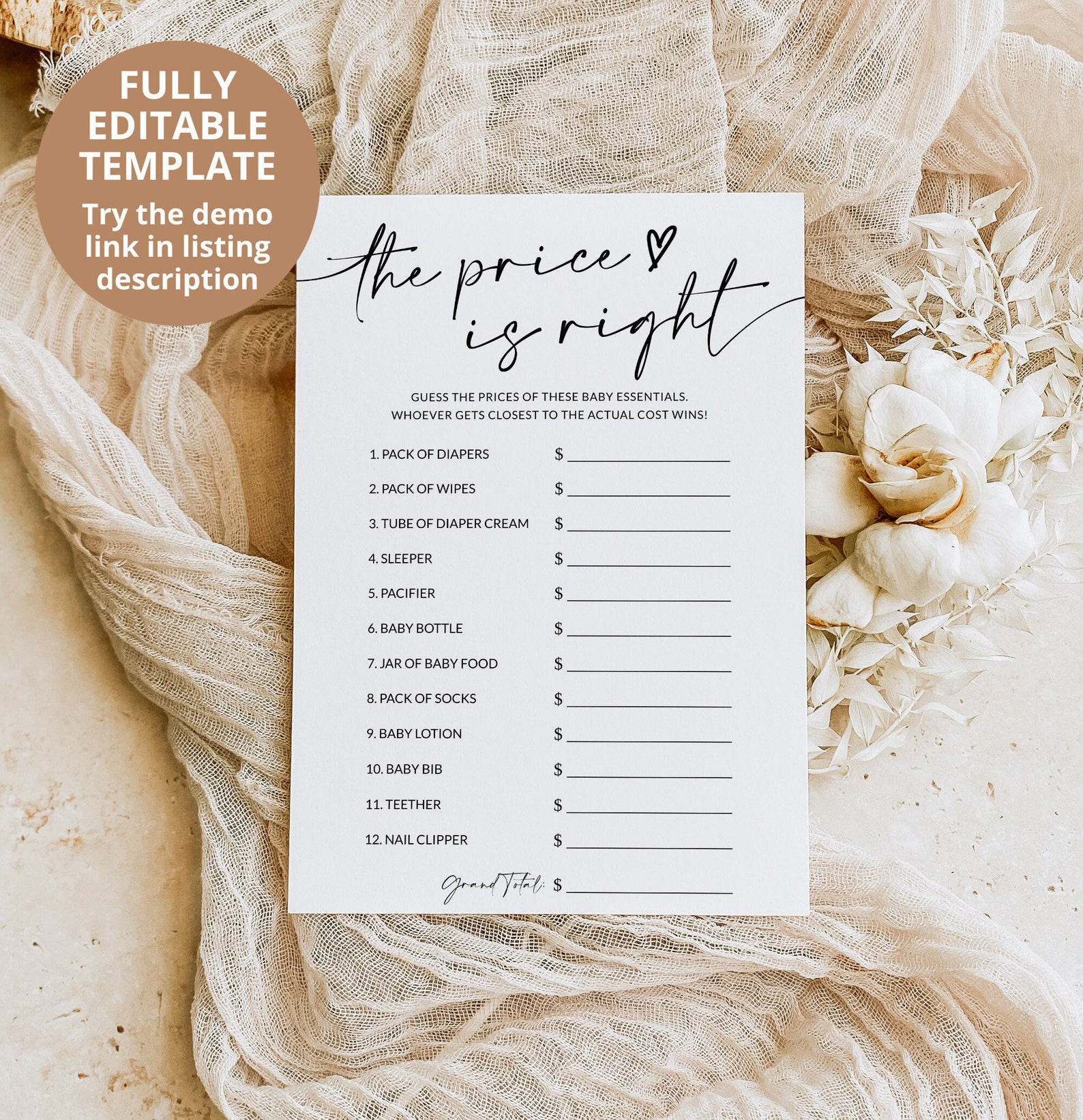 The Price is Right Baby Shower Game | Baby Price is Right | Guess the ...