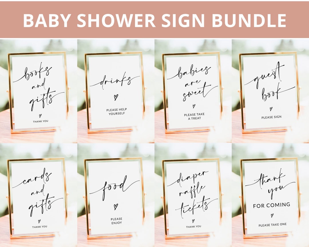 Baby Shower Sign Bundle | Baby Shower Table Signs | Books and Gifts ...