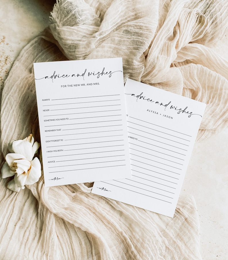 Wedding Advice and Wishes Template Bridal Shower - Etsy