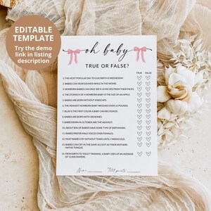 Baby True or False | Baby Shower Game Printable | True or False Baby ...