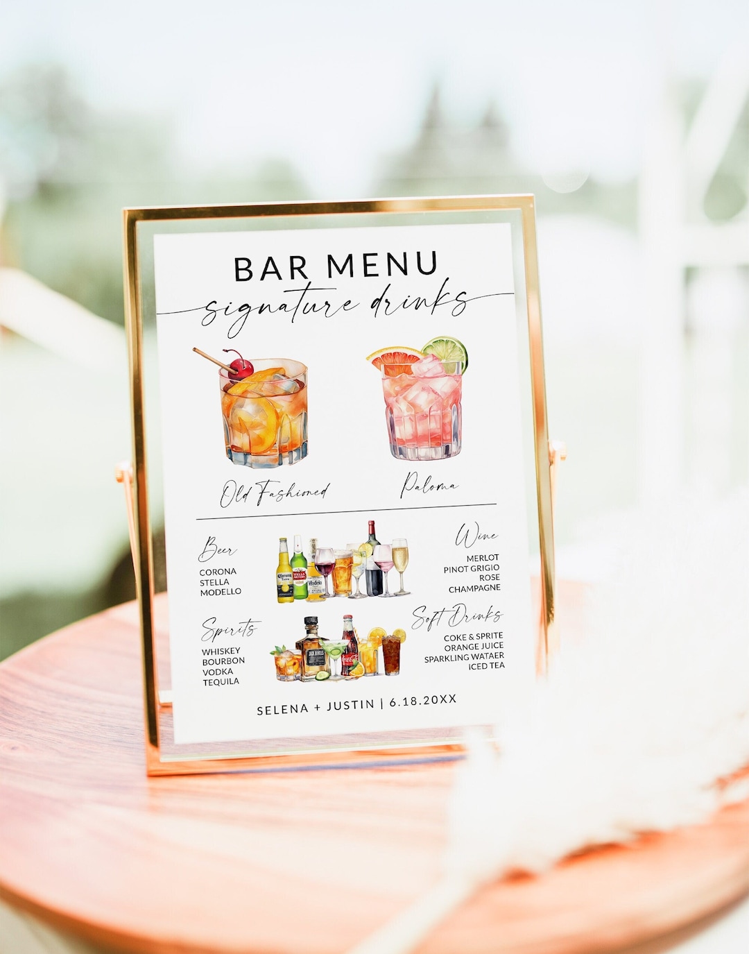 Bar Menu, Wedding Bar Sign, Wedding Drink Menu, Signature Drinks Sign ...
