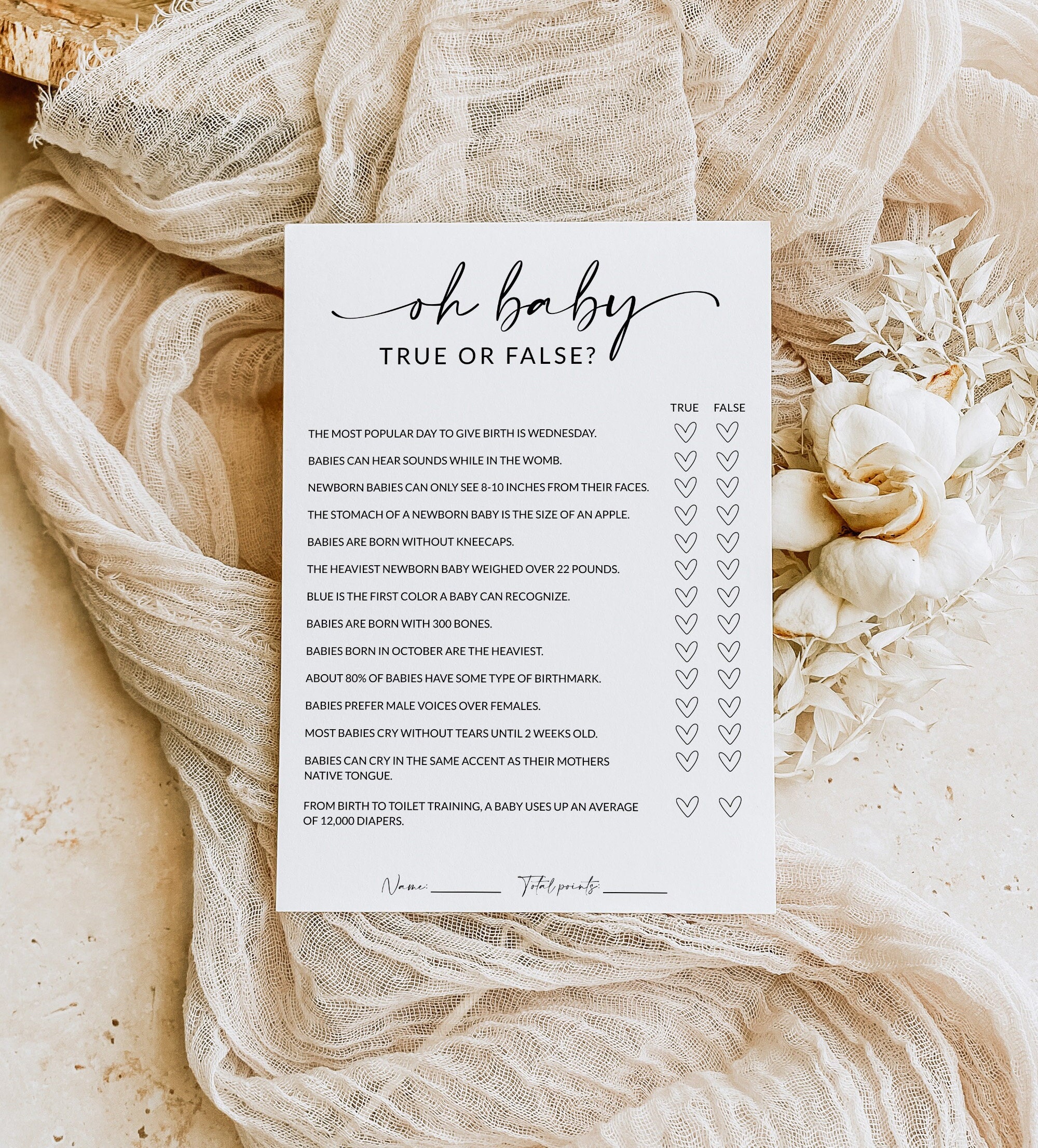 Baby Shower Game True or False Baby Shower Games Printable - Etsy Canada