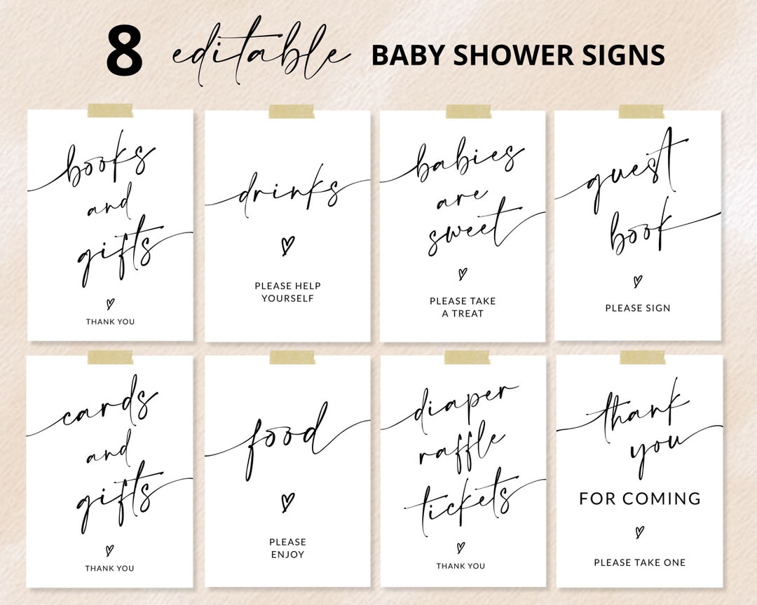 Baby Shower Sign Bundle | Baby Shower Table Signs | Books and Gifts ...