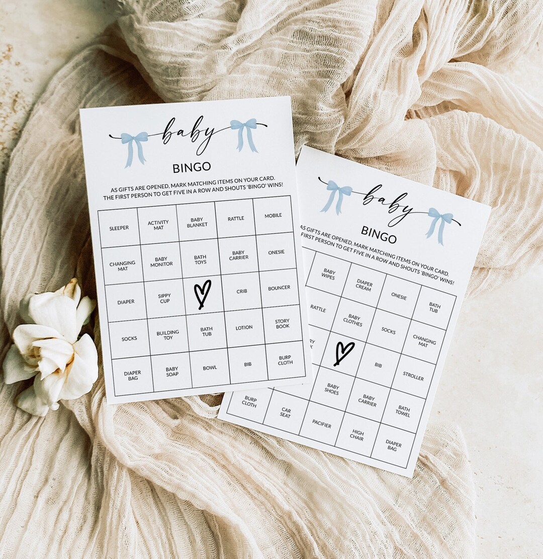 Baby Shower Bingo | 60 Prefilled Baby Bingo Cards | Baby Shower Games ...