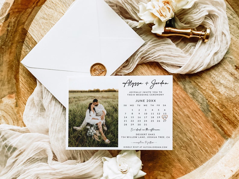 Calendar Wedding Invitation Template Fully Editable - Etsy