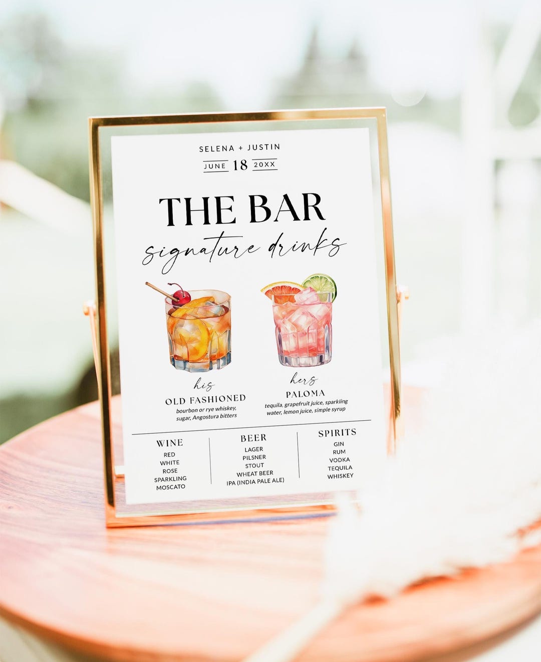 Signature Drink Sign, Wedding Signature Cocktail Sign, Wedding Signage ...