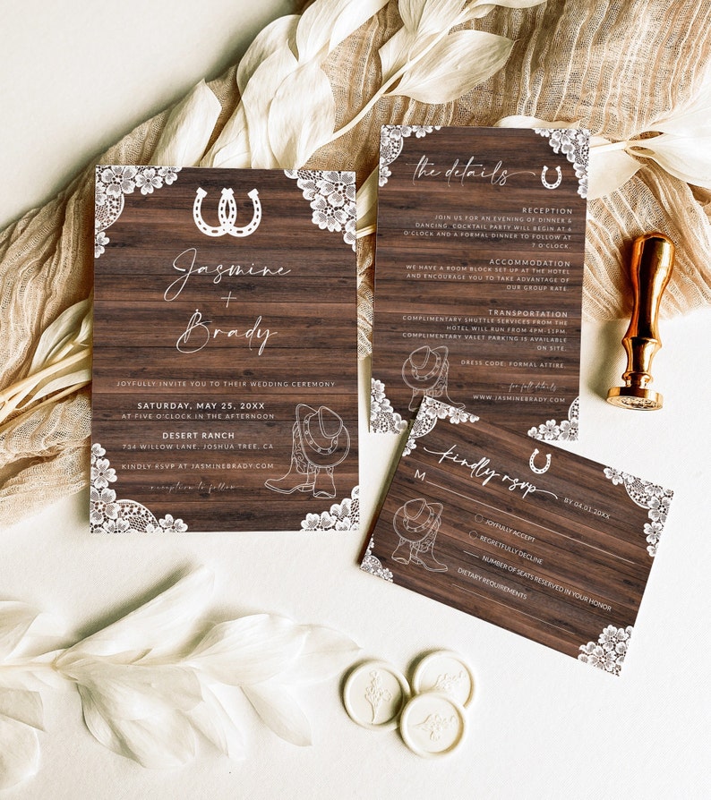 Rustic Wedding Invitation Set | Country Barn Wedding Invitation Suite ...