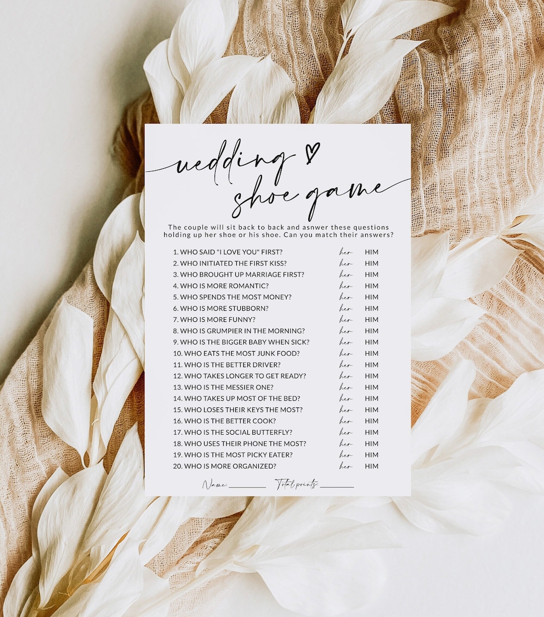 Wedding Shoe Game Fun Couple Game Bridal Shower Game Couples Wedding ...
