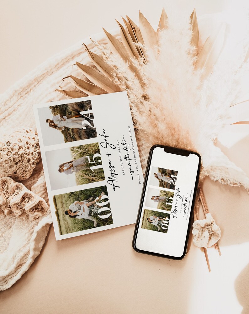Save the Date Template Photo Collage Save the Date Card With - Etsy Canada