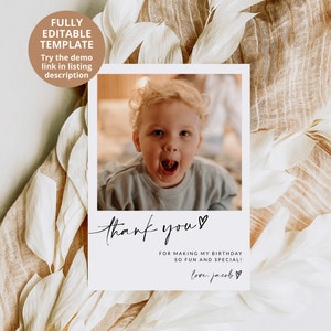 Birthday Thank You Photo Card | Photo Thank You Card Template | Wedding ...