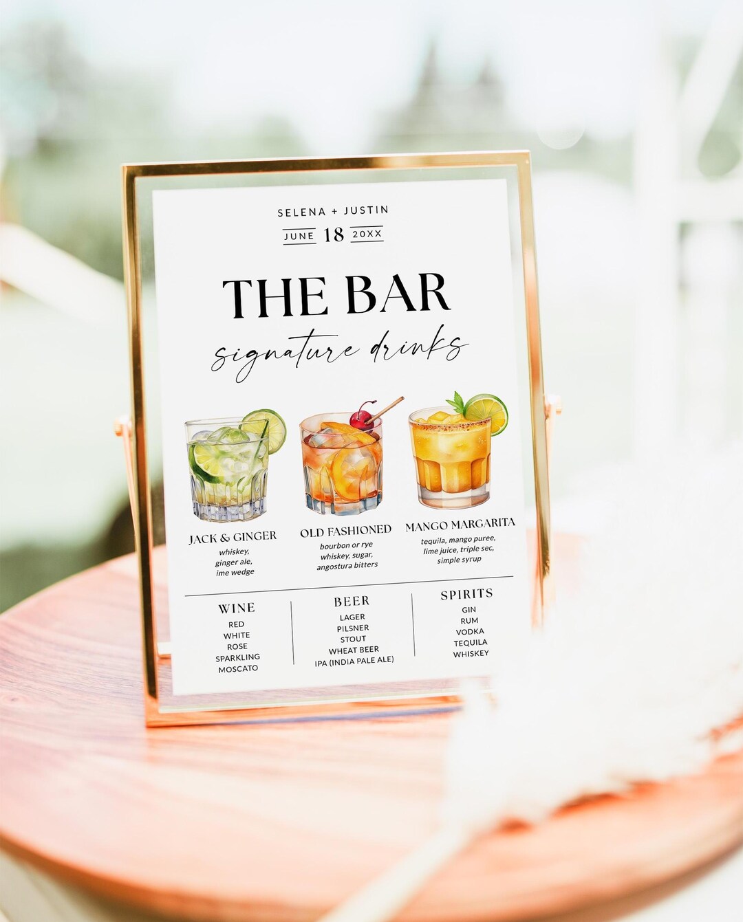 Signature Drink Sign, Wedding Signature Cocktail Sign, Wedding Bar Sign ...