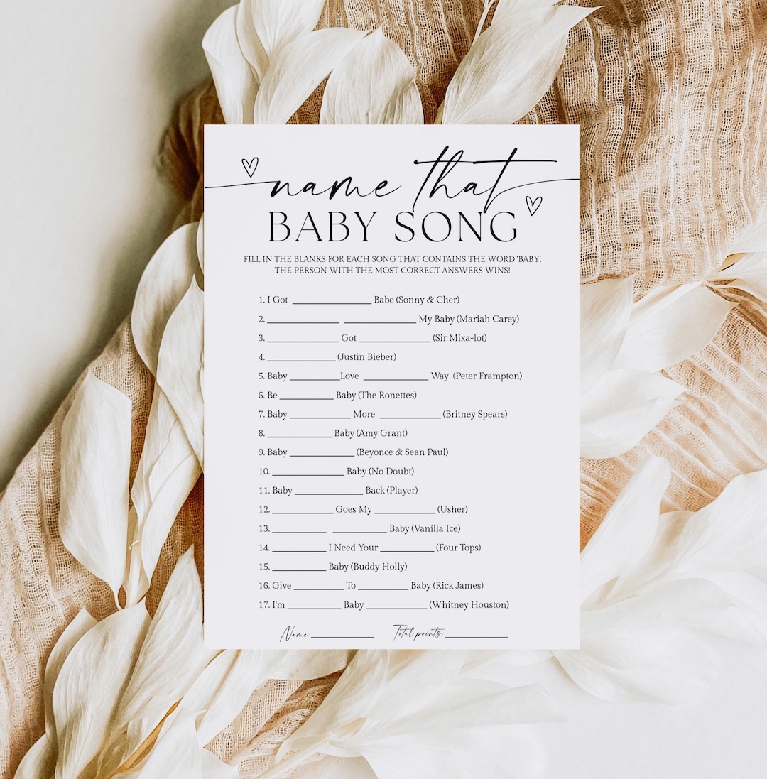 Name That Baby Song Game, Baby Shower Game Printable, Baby Shower Song ...