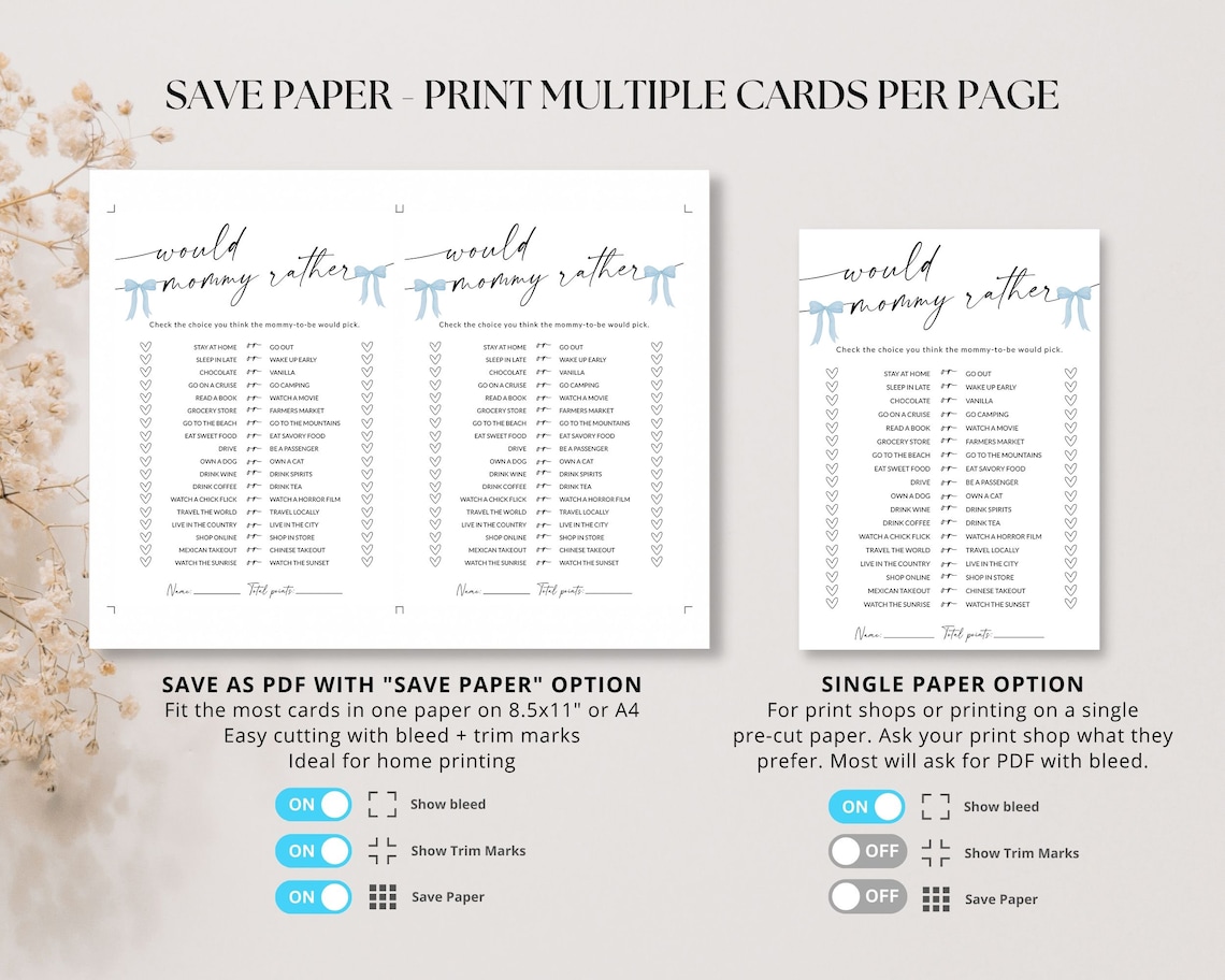 Would Mommy Rather | Baby Shower Games Printable | Who Knows Mommy Best ...