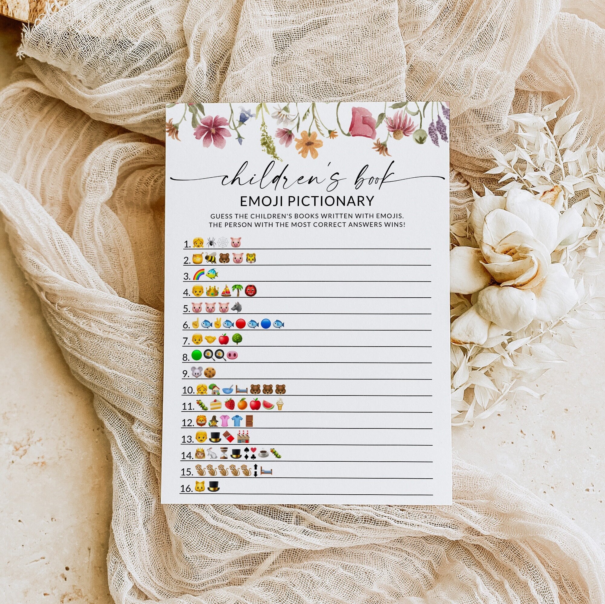 Wedding Shower Games Free Printable Children's Books Emoji Pictionary ...