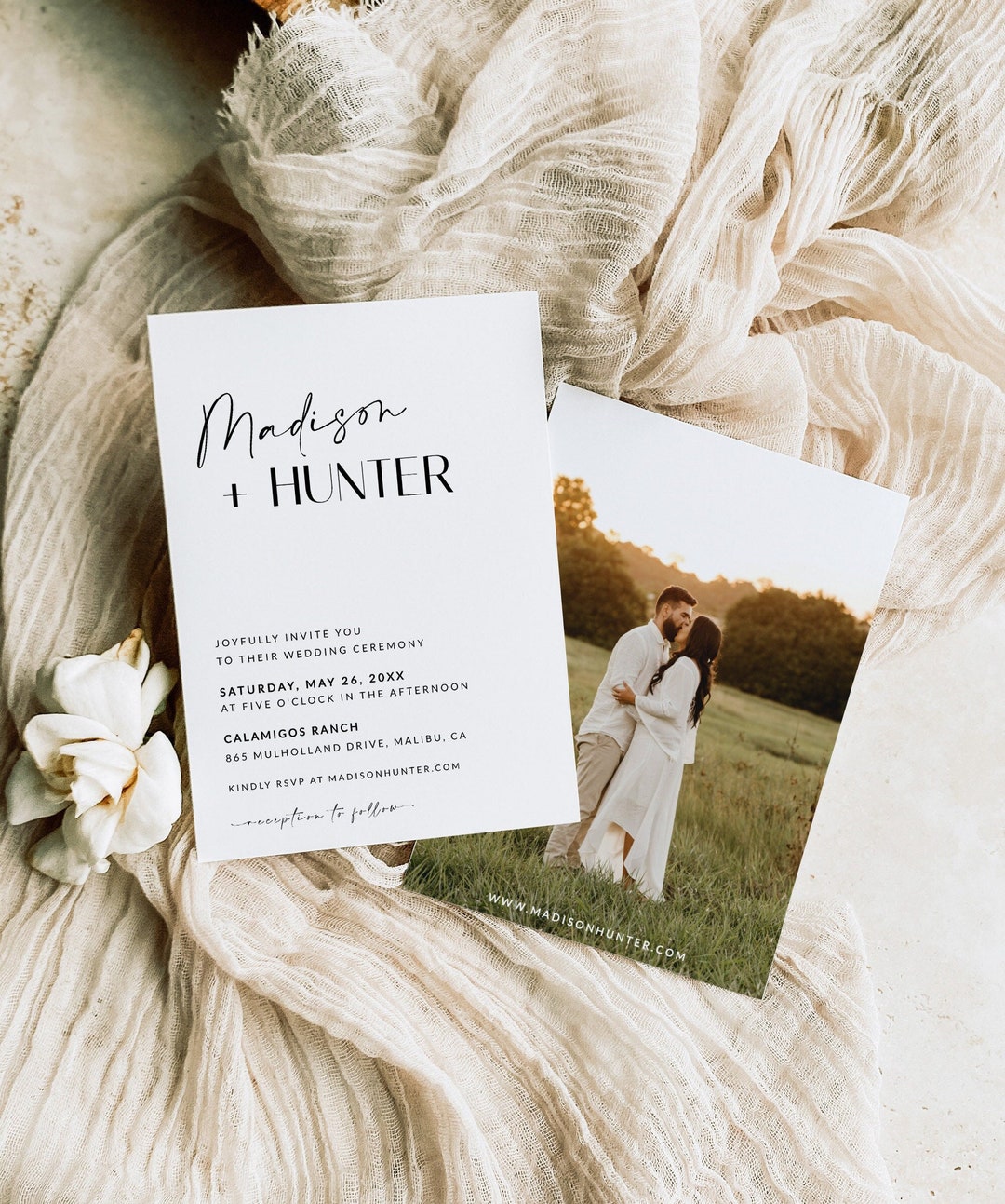Wedding Invitation Template With Photo | Simple Modern Wedding ...