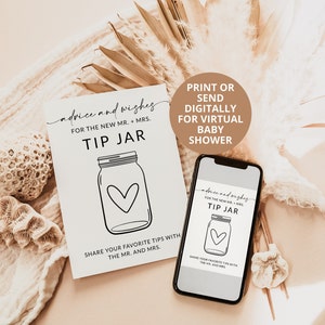 Wedding Advice Tip Jar | Advice and Wishes for the Bride and Groom Card ...