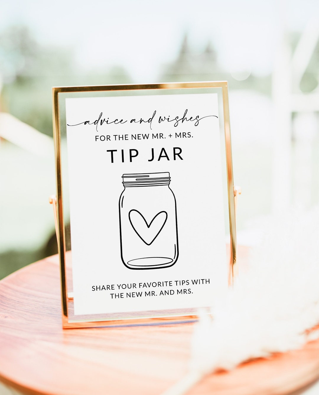 Wedding Advice Tip Jar Sign | Advice and Wishes for the Bride and Groom ...