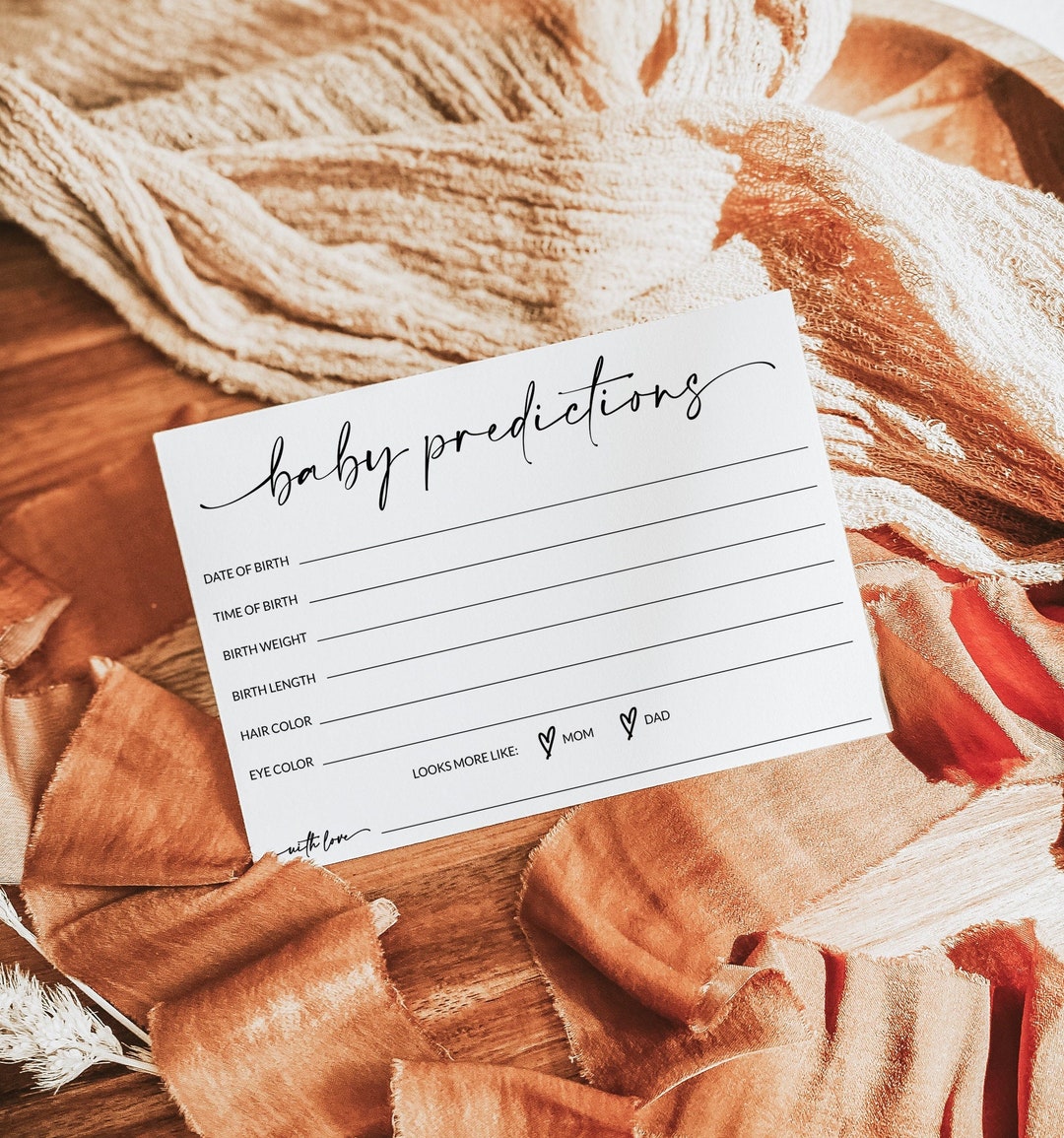 Minimalist Baby Predictions Card | Baby Shower Games and Advice ...