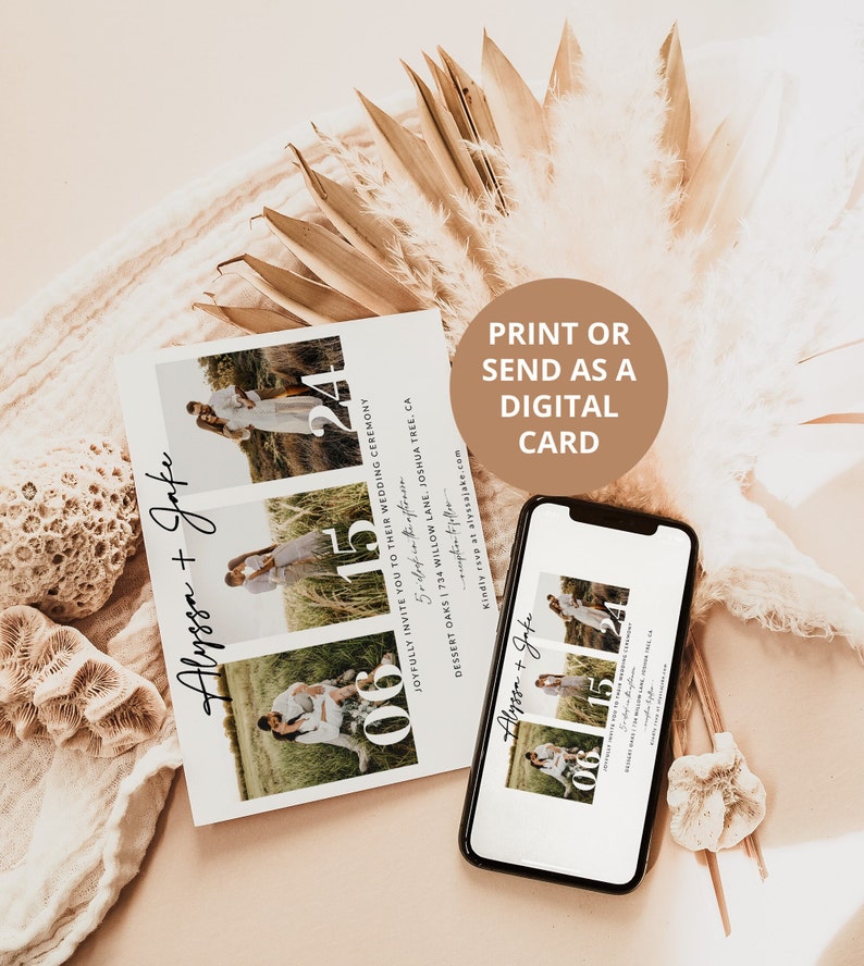 Photo Collage Wedding Invitation Set With RSVP 3 Piece Suite - Etsy