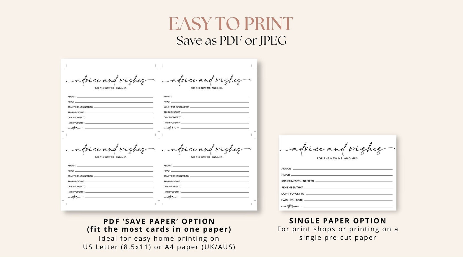 Wedding Advice Card Bundle 3 Advice and Wishes for the Bride and Groom ...