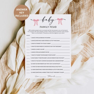Baby Shower Family Feud Pink Bows | Baby Shower Games Girl | Baby ...