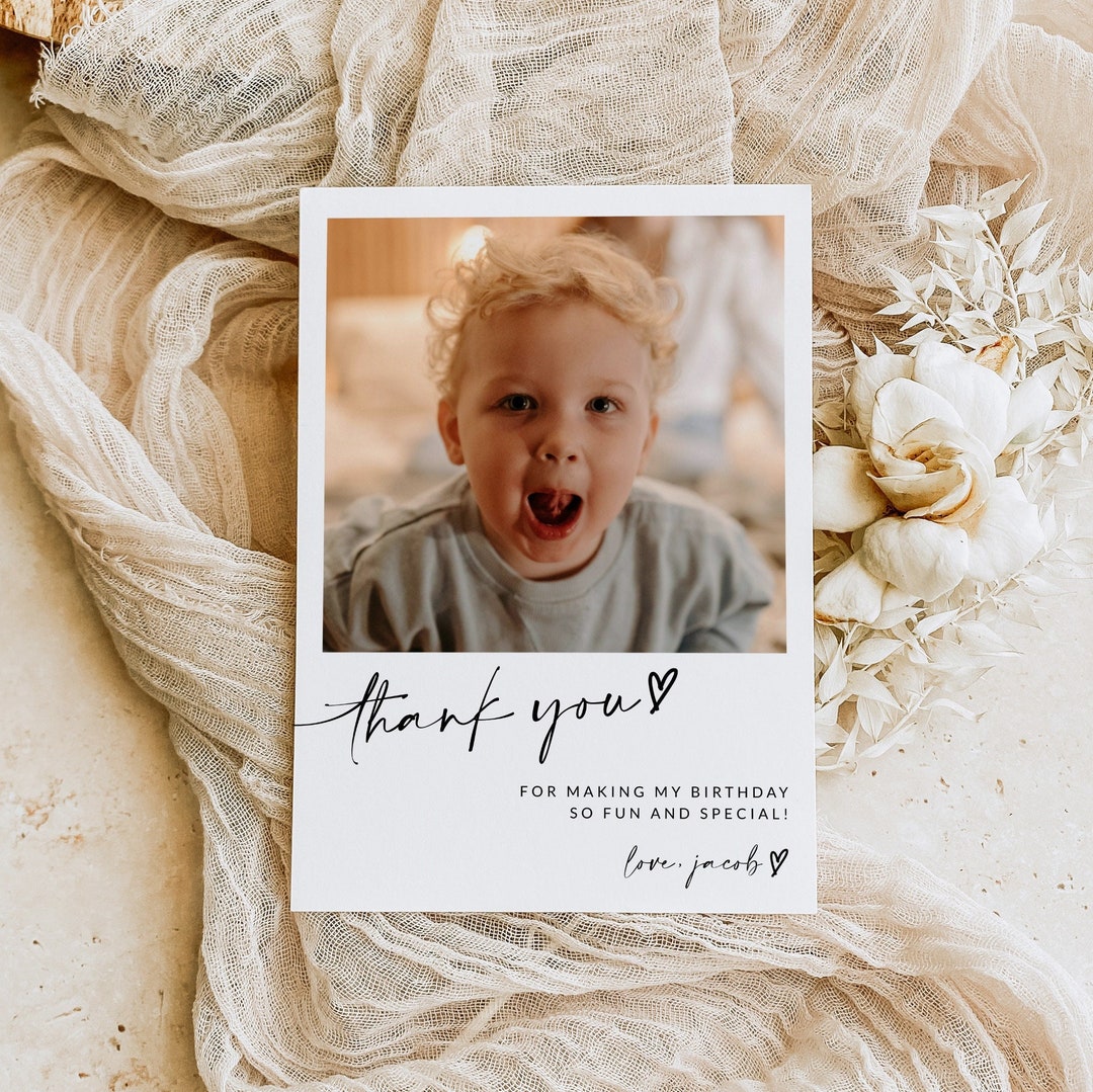 Birthday Thank You Photo Card | Photo Thank You Card Template | Wedding ...