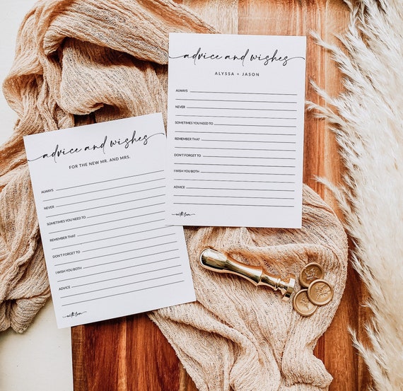 Wedding Advice and Wishes Template Bridal Shower - Etsy Canada