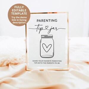 Parenting Tip Jar Sign | Baby Shower Tip Jar | Advice for Parents to Be ...