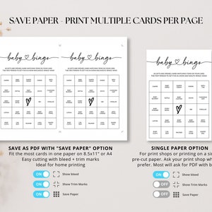 Baby Shower Bingo | 60 Prefilled Baby Bingo Cards | Baby Shower Game ...