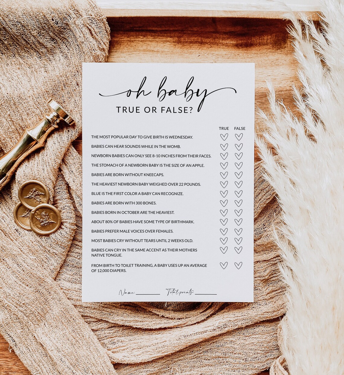 Baby Shower Game True or False | Baby Shower Games Printable | Oh Baby ...