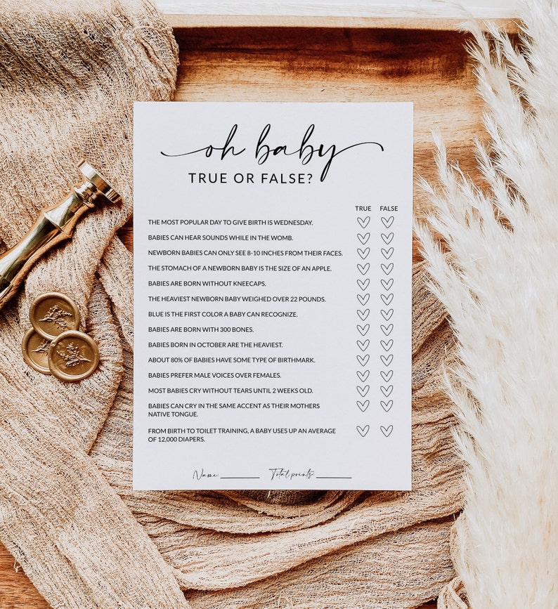 Baby Shower Game True or False | Baby Shower Games Printable | Oh Baby ...