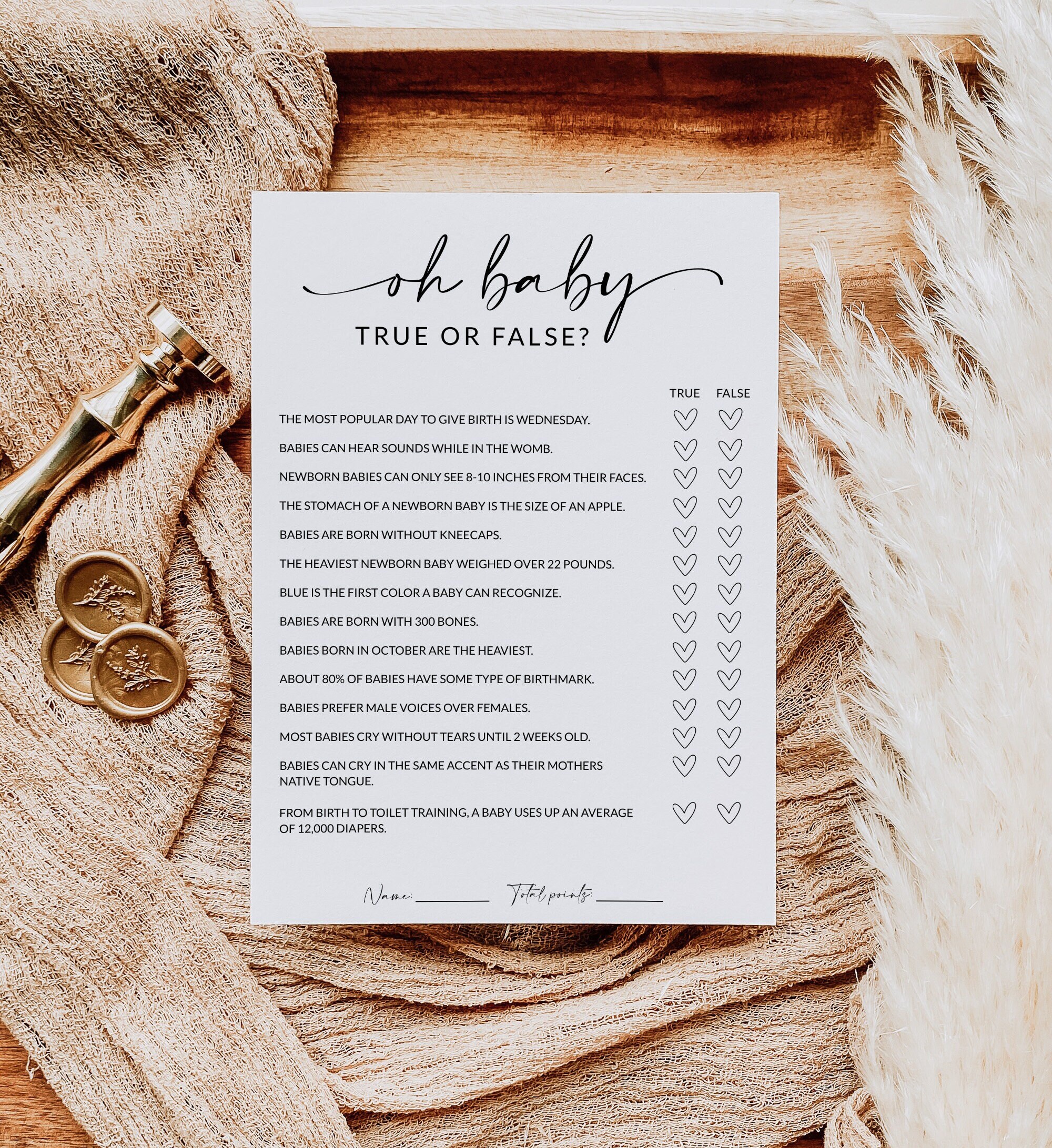 Baby Shower Game True or False Baby Shower Games Printable - Etsy Canada