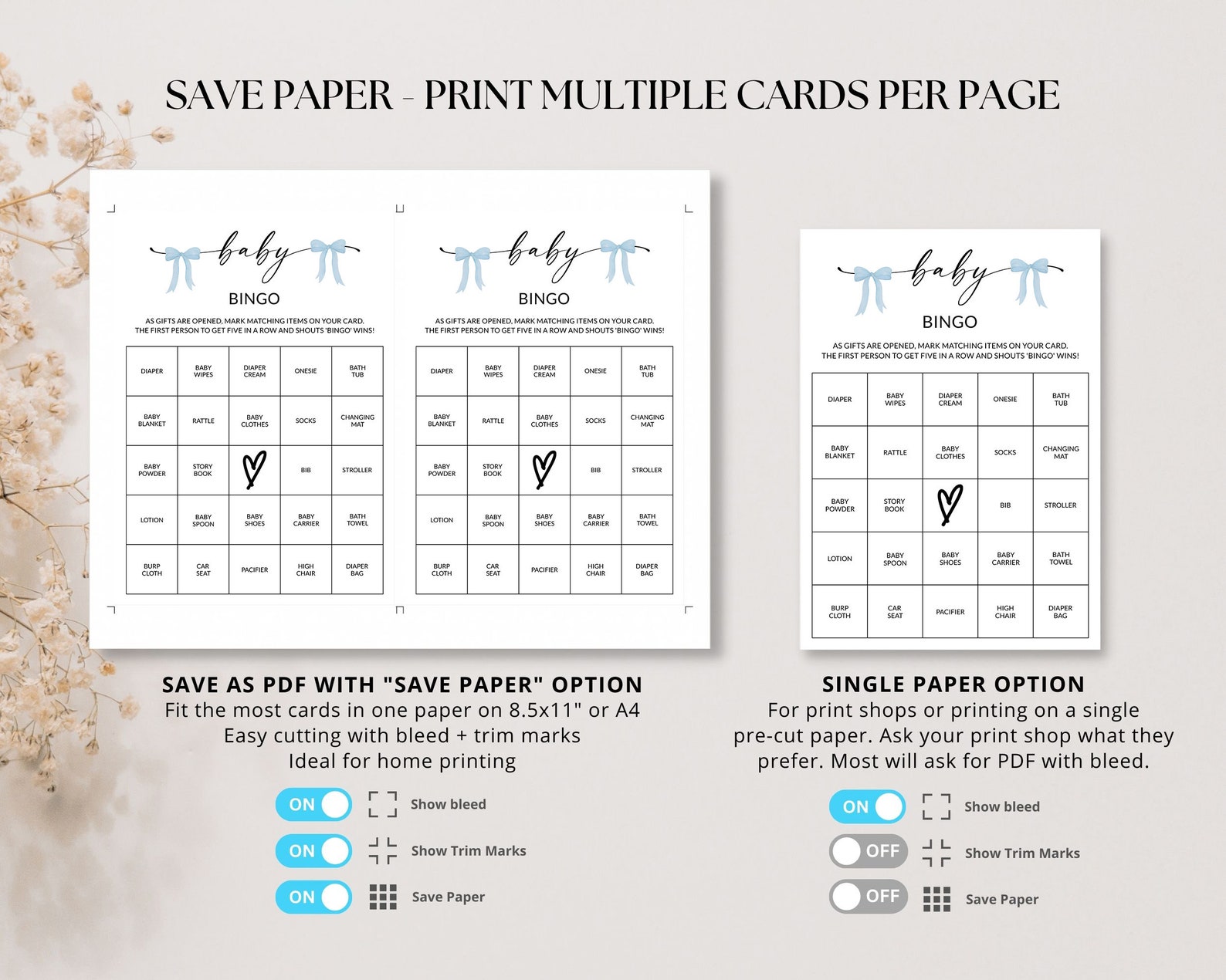 Baby Shower Bingo 60 Prefilled Baby Bingo Cards Baby Shower Games ...