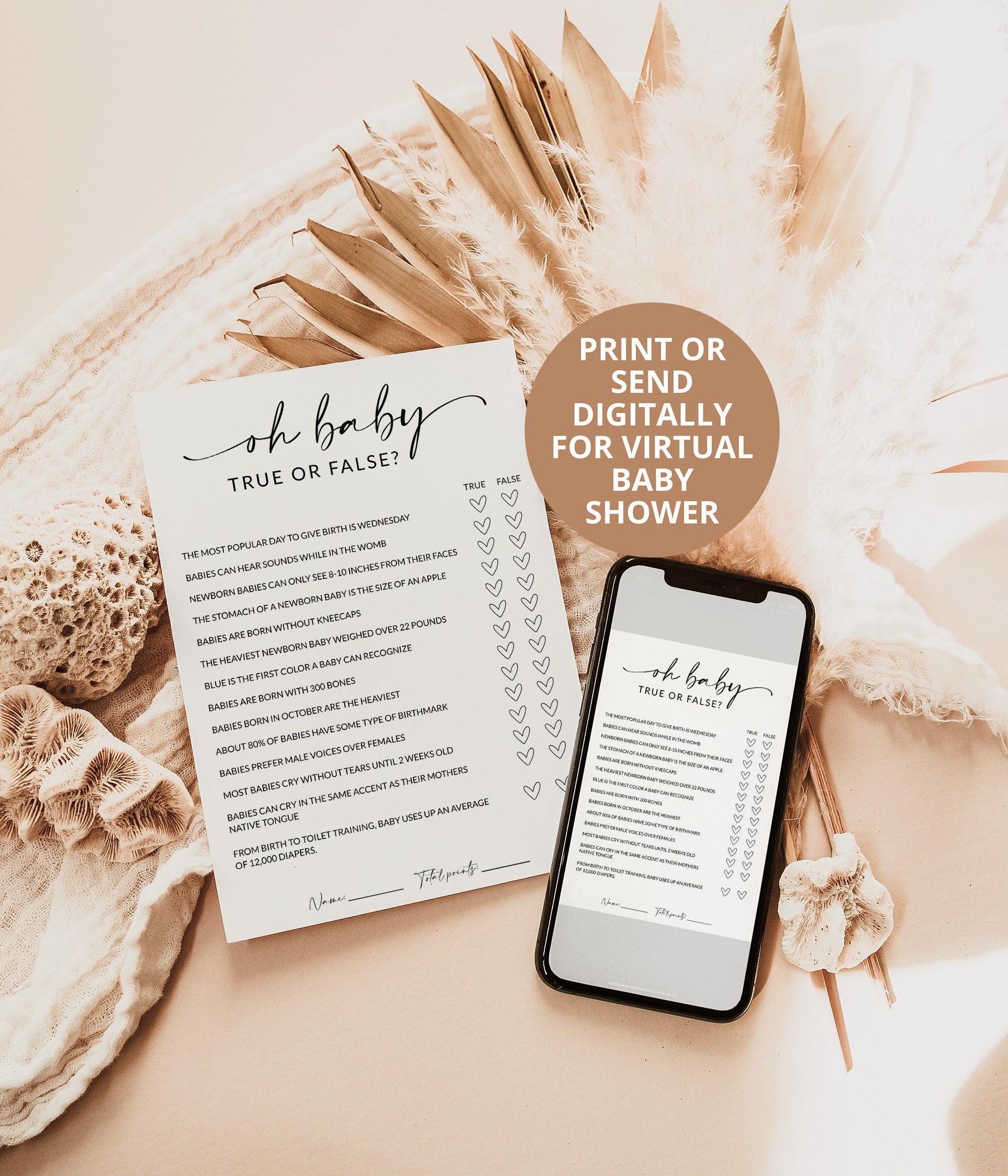 Baby Shower Game True or False Baby Shower Games Printable - Etsy Canada