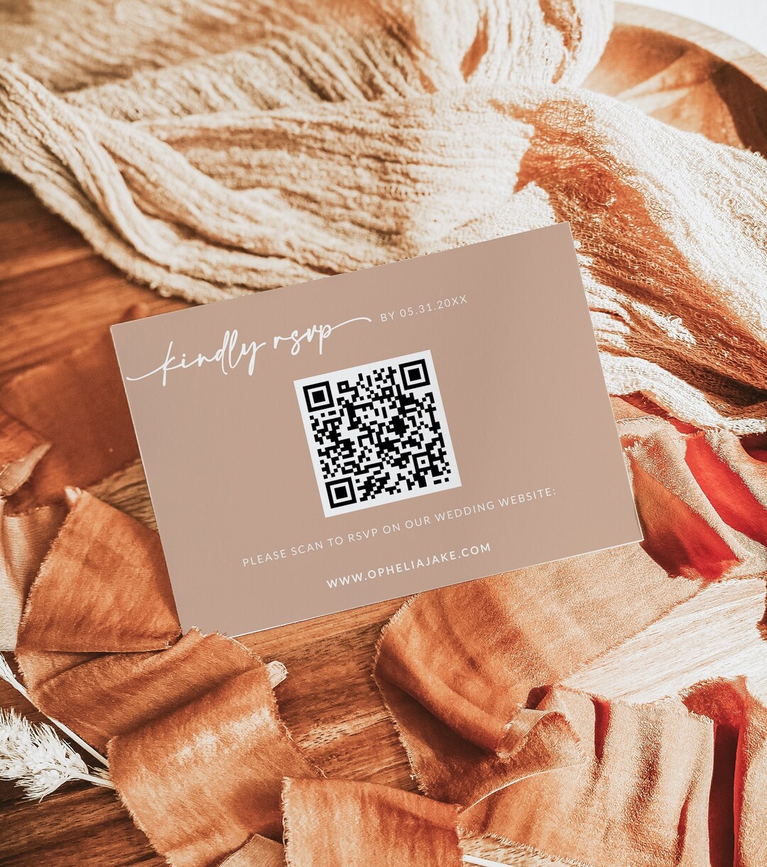 Minimalist RSVP QR Code, Beige Qr Card, Qr Code Wedding, Rsvp Qr Code ...