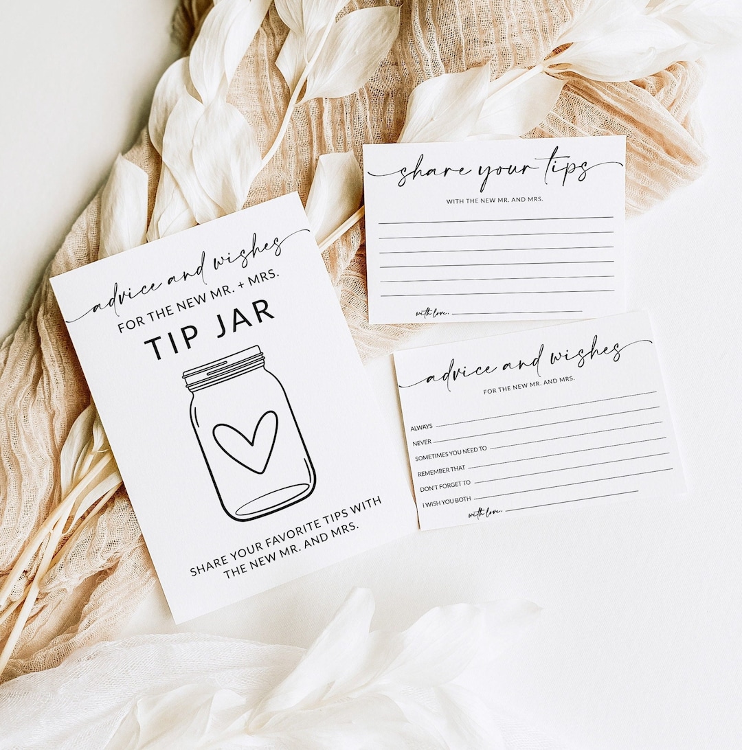 Wedding Advice Tip Jar | Advice and Wishes for the Bride and Groom Card ...