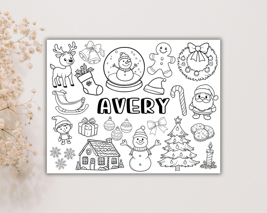 Christmas Coloring Sheet Template, Personalized Kids Christmas Coloring ...
