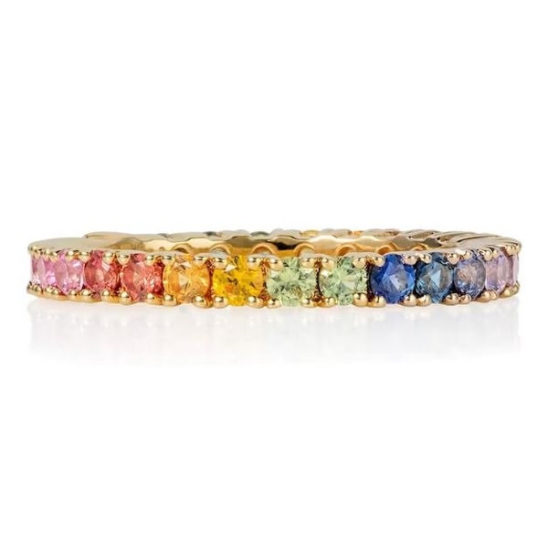 Rainbow Eternity Ring - Etsy