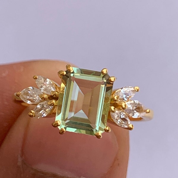 Prasiolite Ring - Etsy