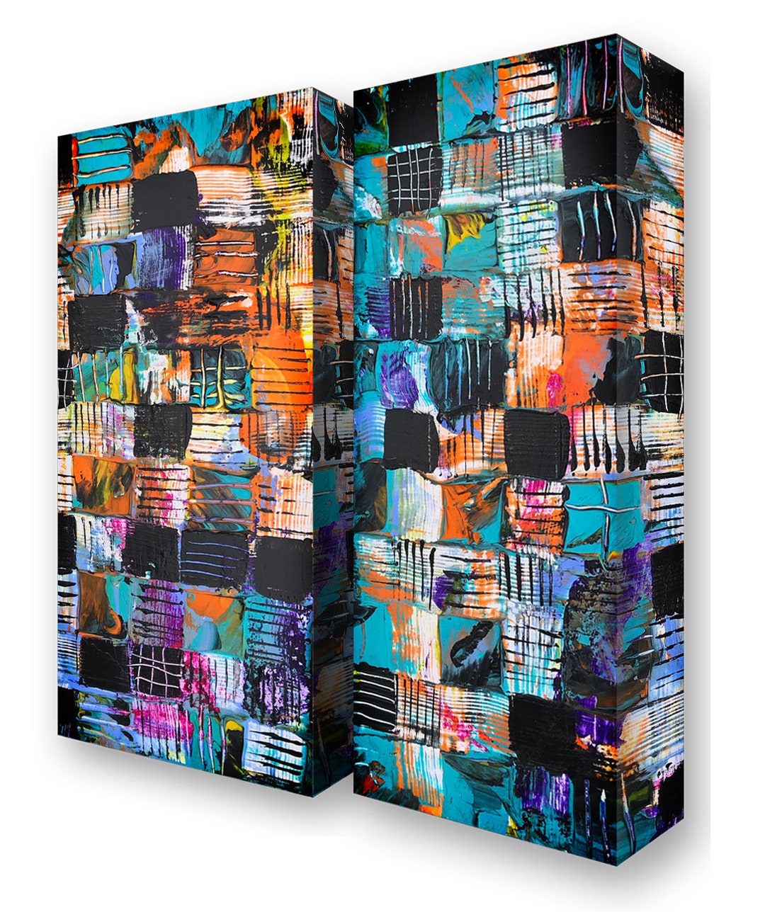 Checkerboard Duet - Diptych 2-panel Indoor/outdoor Weatherproof Box Art ...