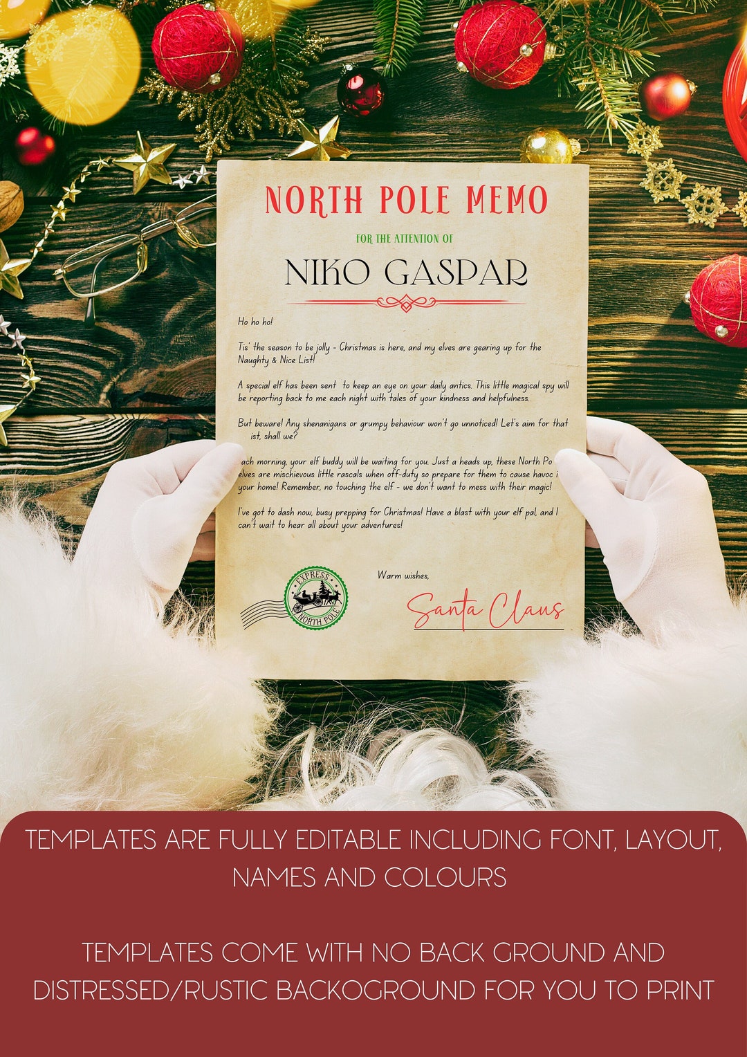 Letter From Santa, Nice List Letter, Elf Goodbye Letter, Christmas ...