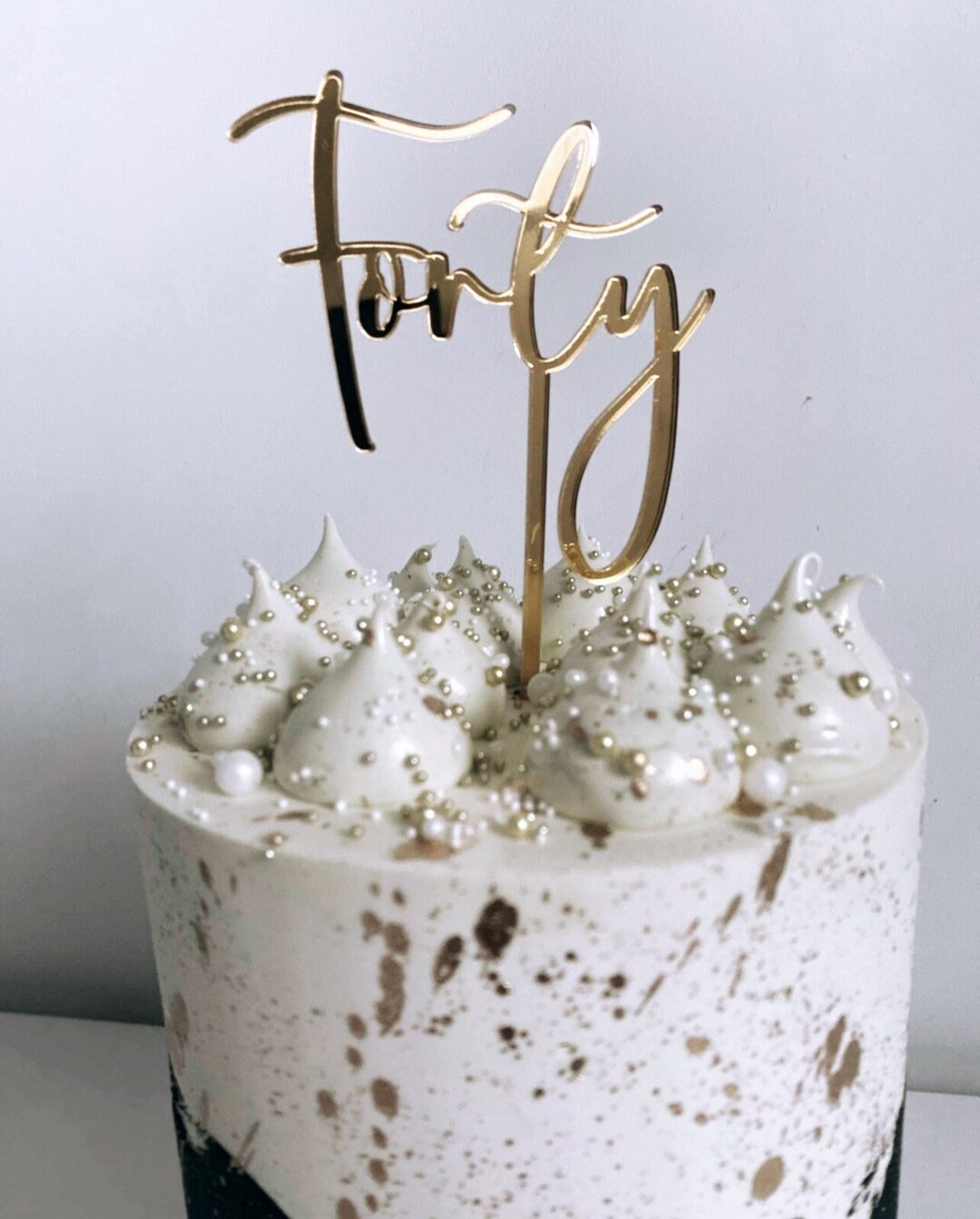 Gold Cake Topper, Simple Age Cake Topper, Personalised Cake Topper ...