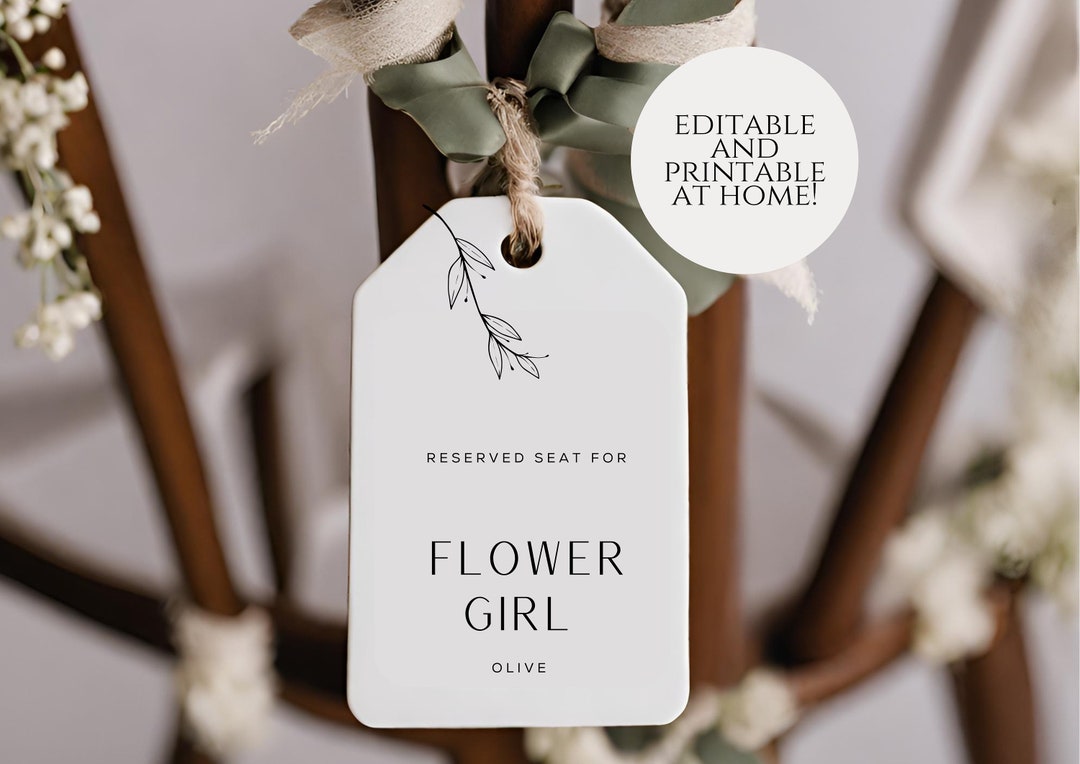 Reserved Seating Tags, Editable Wedding Seat Reservation Tags ...
