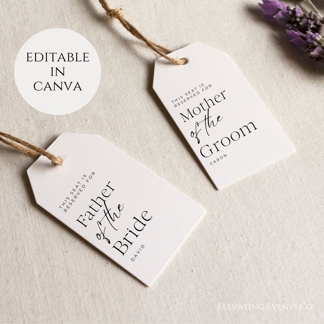 Reserved Seat Signs for Weddings, Wedding Tags, Reserved Seat Sign/tag ...