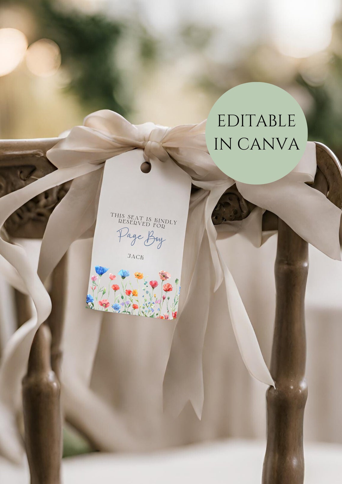 Wildflower Wedding Reserved Seating Tags, Editable Canva Template - Etsy