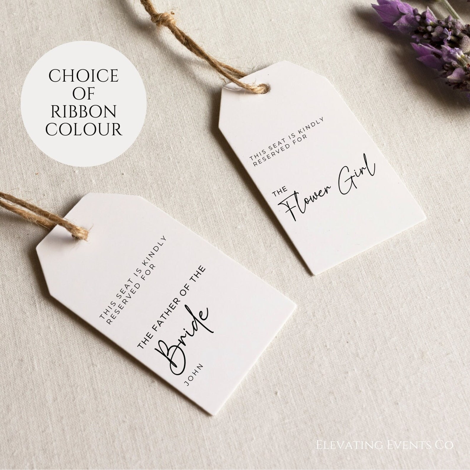 Minimalist Reserved Seating Tags – Wedding Ceremony Decor - Etsy
