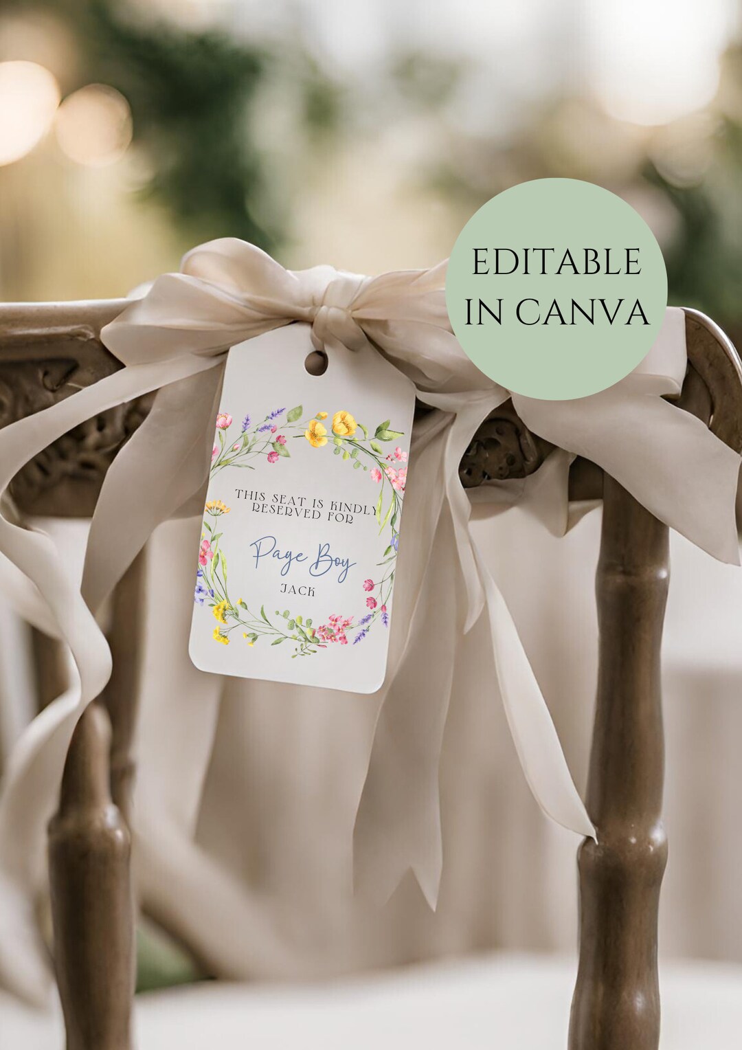 Editable Reserved Seating Tags, Wedding Seat Reservation Tags, Wedding ...