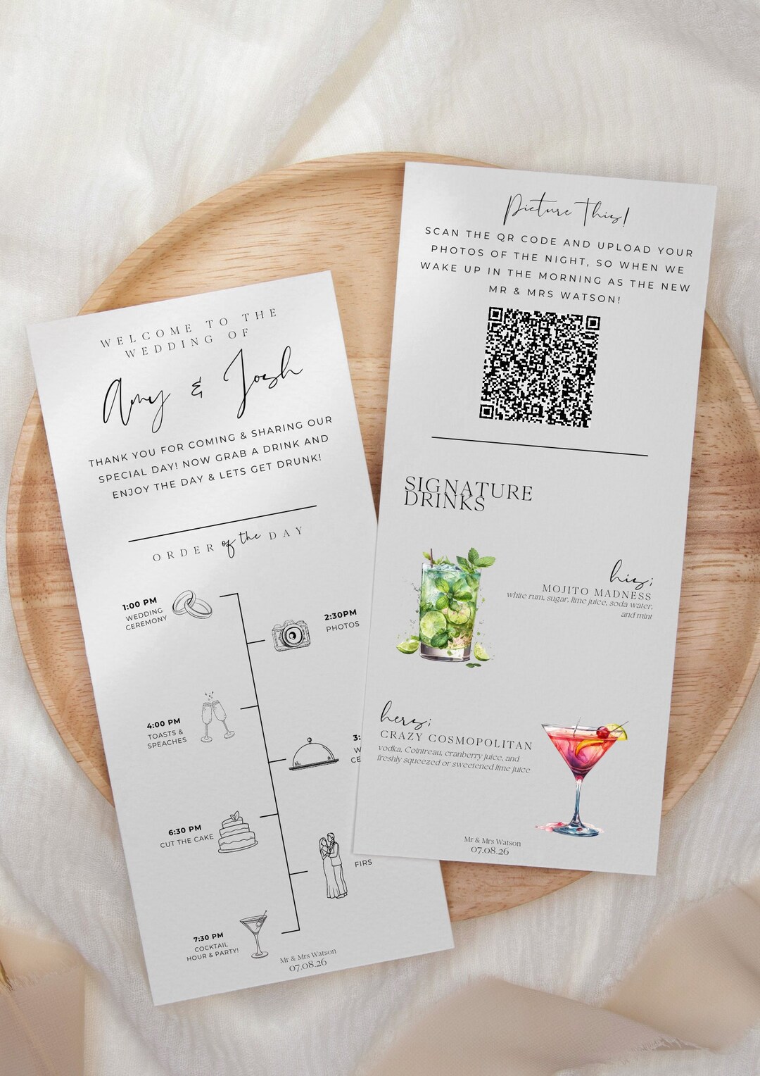 Ceremony Programs, Modern Minimalist Programs With Photo QR Code ...
