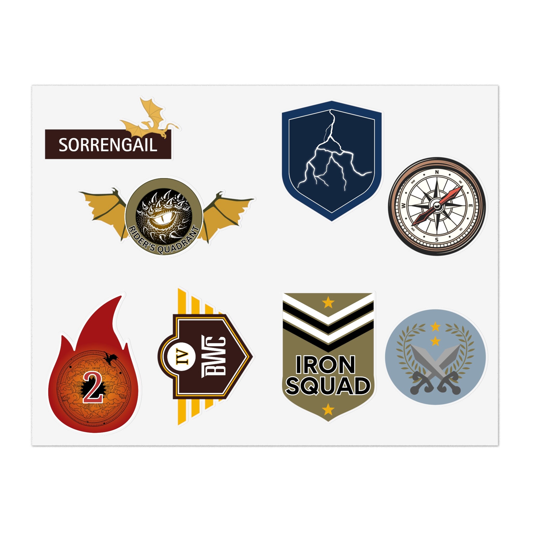 Set of 8 Fourth Wing Iron Flame Inspired Flight Jacket Patch Stickers ...