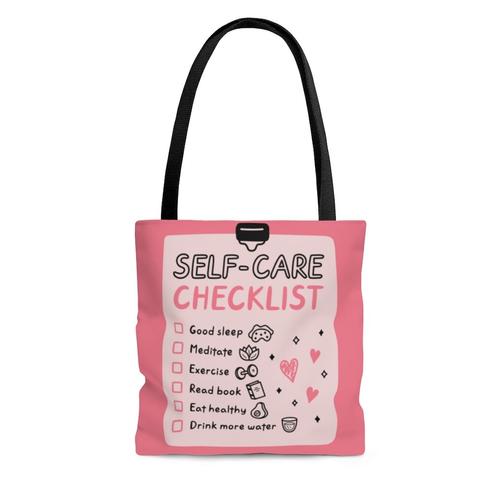 Self Care Checklist Mental Health Tote Bag You Are Enough Quote Tote ...